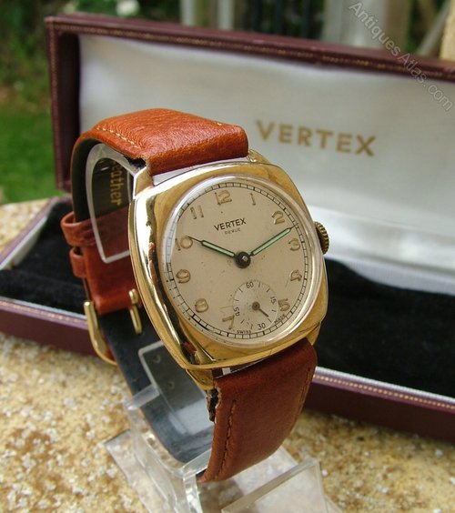 Antiques Atlas - Gents 1950s 9 Carat Gold Vertex Revue Wrist Watch