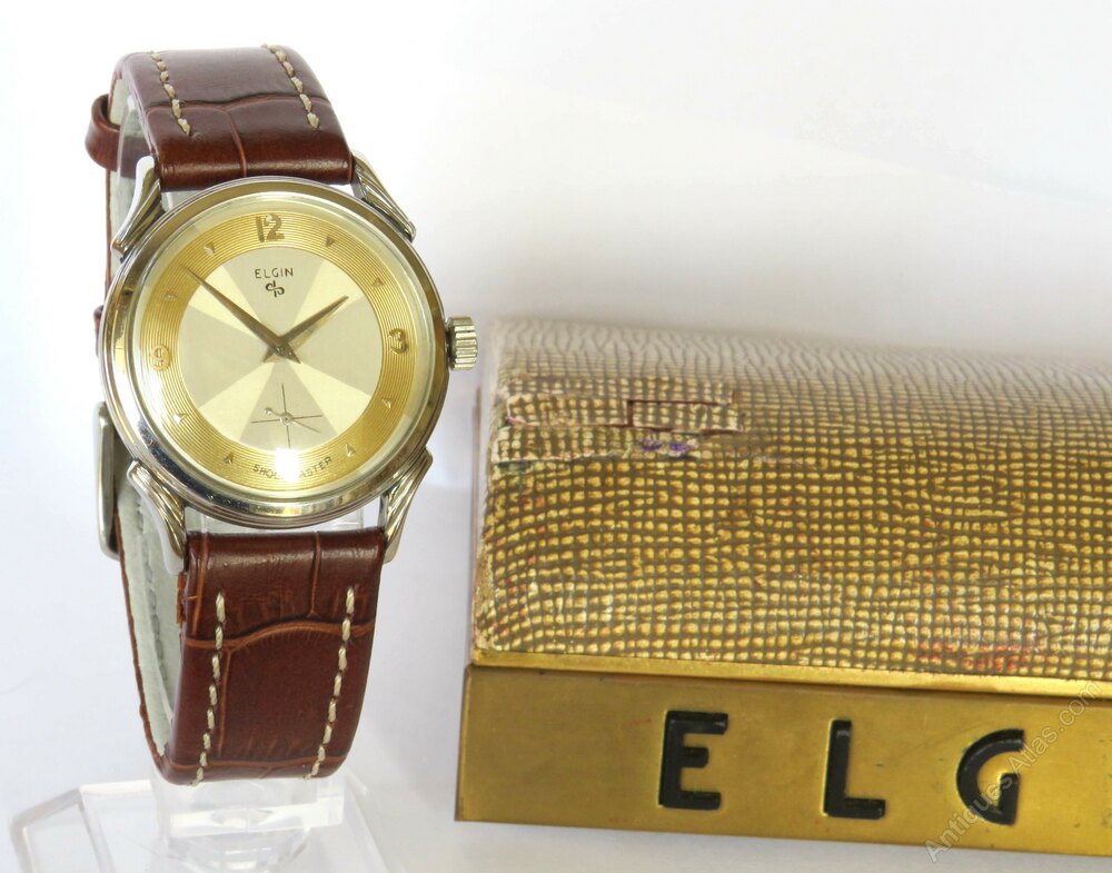 Antiques Atlas - Gents 1950s Elgin Shockmaster Watch, Box & Papers ...