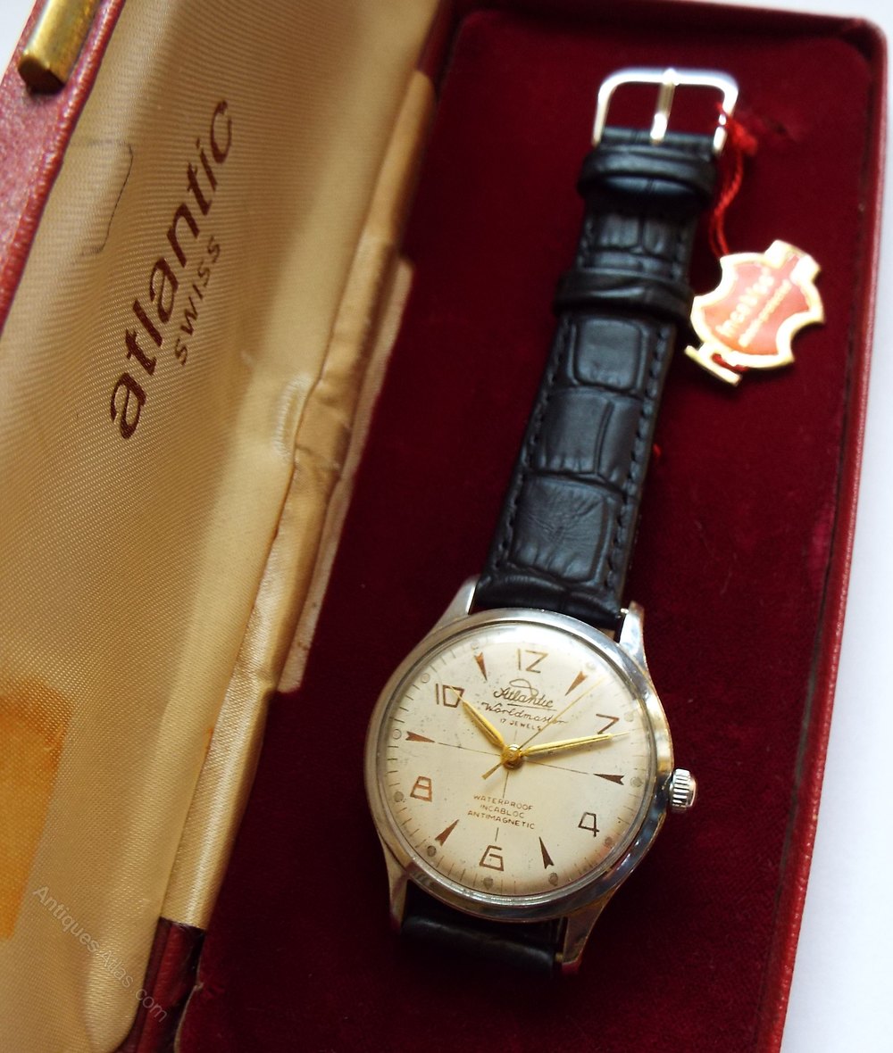 Antiques Atlas - Gents 1950s Over-sized Atlantic Worldmaster Watch ...