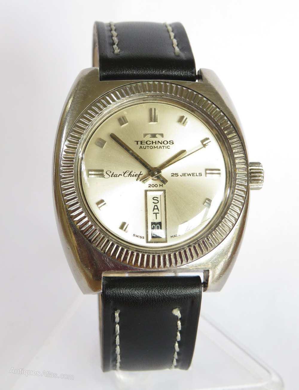 Antiques Atlas - Gents 1960s Technos Star Chief Day Date Wristwatch
