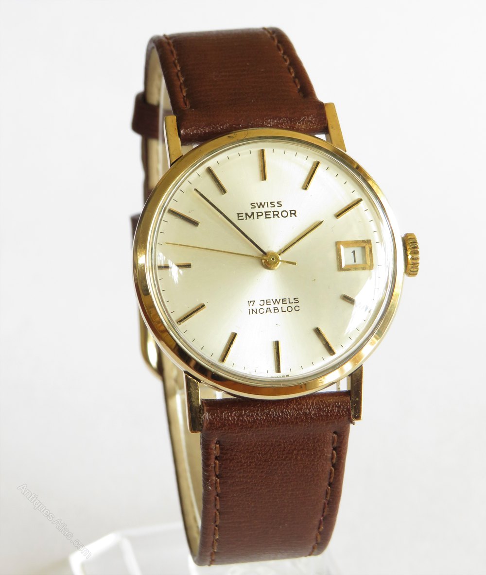 Antiques Atlas - Gents 9ct Gold Swiss Emperor Wrist Watch