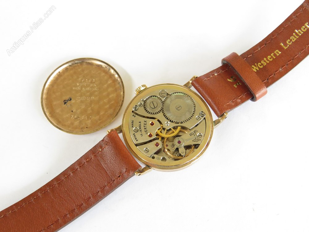 Antiques Atlas - Gents 9ct Gold Vertex Wrist Watch, 1955 as170a10716