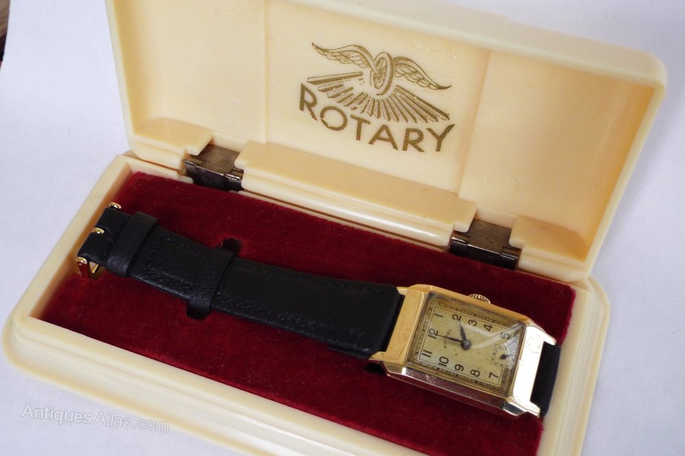 Antiques Atlas - Mid-size 9ct Gold Boxed Rotary Wristwatch, 1946