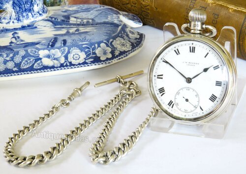 Antiques Atlas - Silver Cyma Pocket Watch And Chain, J W Benson as170a14816