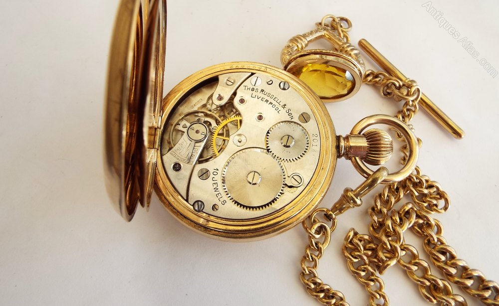 Antiques Atlas - Thomas Russell Half Hunter Watch, Chain And Fob as170a4598