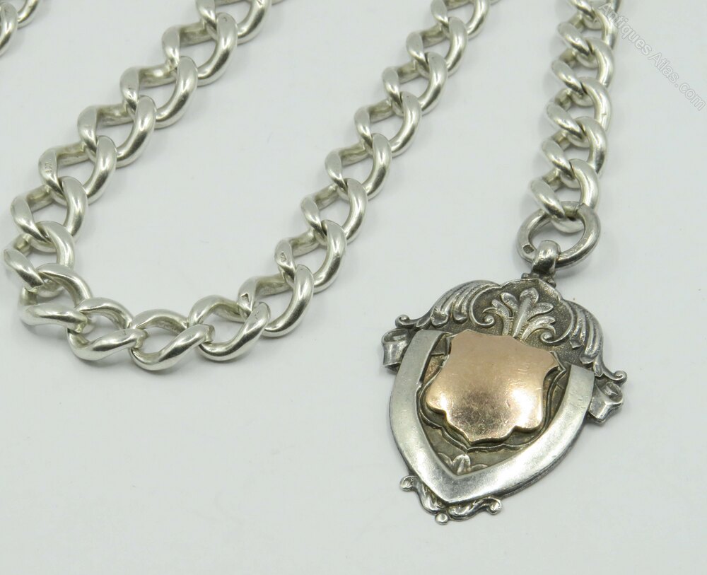 Antiques Atlas - Victorian Silver Watch Chain & Chipping Norton Fob