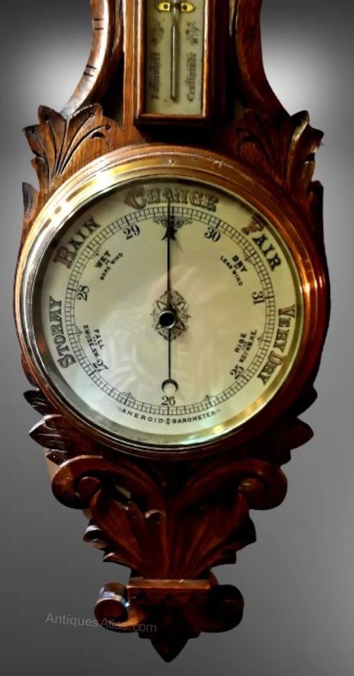 Antiques Atlas - Large Oak Aneroid Barometer