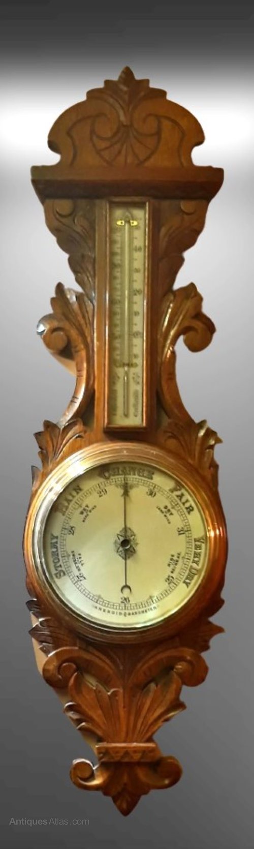 Antiques Atlas - Large Oak Aneroid Barometer