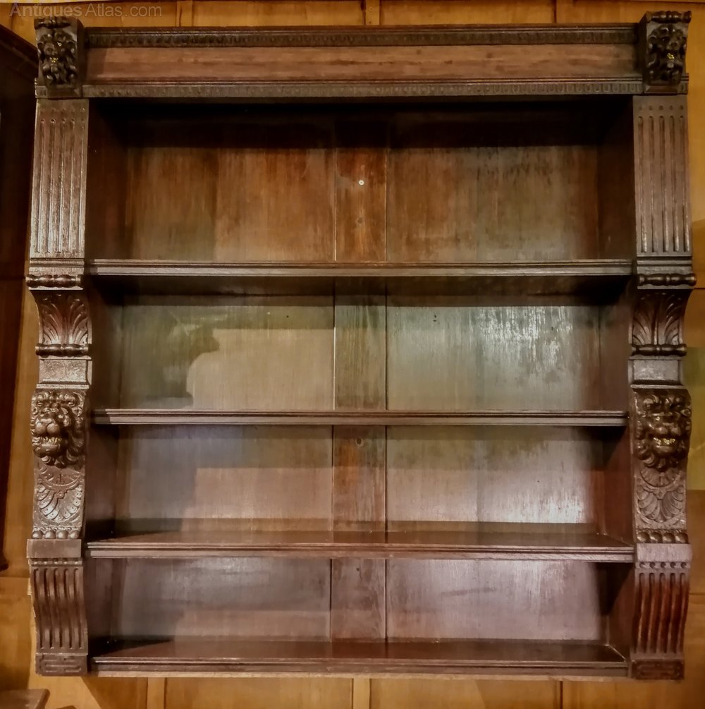 Large Oak Wall Bookcase - Antiques Atlas