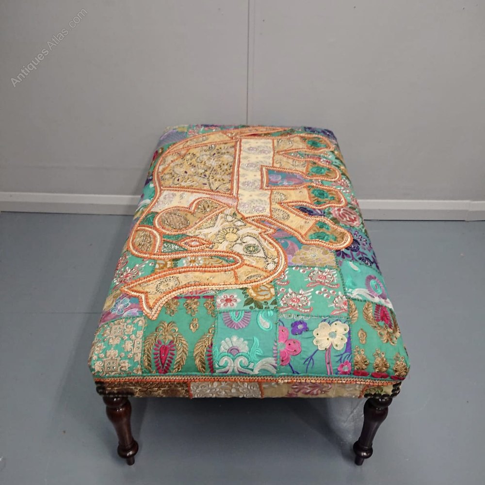 Large Footstool In Indian Elephant Patchwork - Antiques Atlas