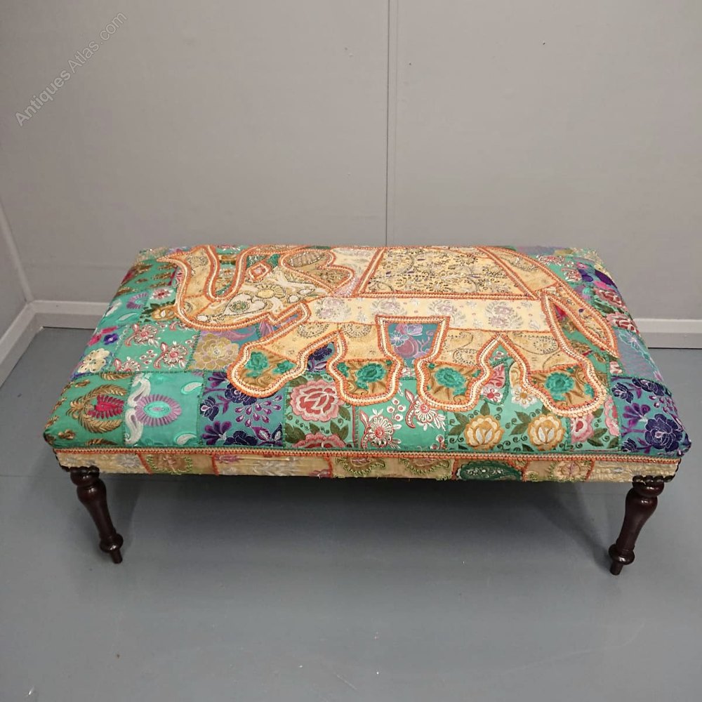 Large Footstool In Indian Elephant Patchwork - Antiques Atlas