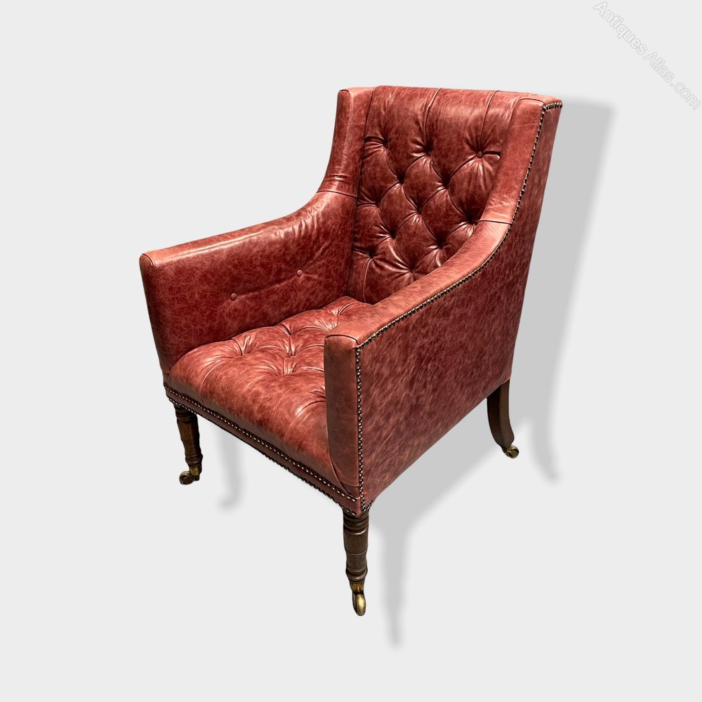 Regency Buttoned Leather Library Armchair - Antiques Atlas