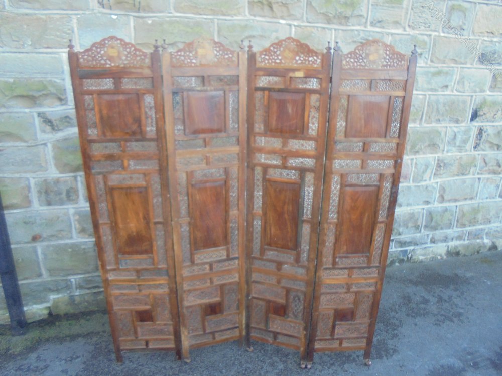 Antique Anglo Indian Inlaid Folding Screen - Antiques Atlas