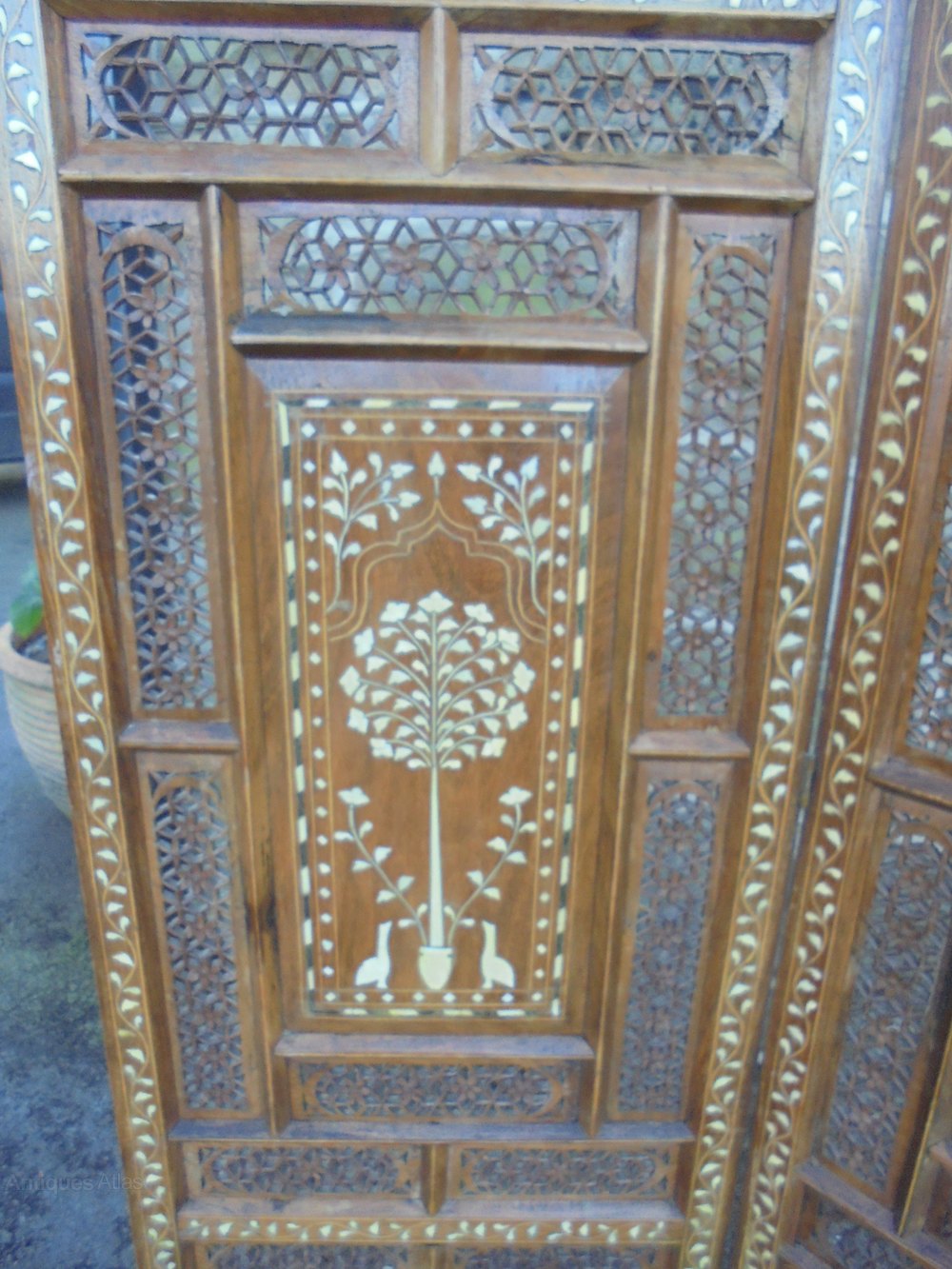 Antique Anglo Indian Inlaid Folding Screen - Antiques Atlas