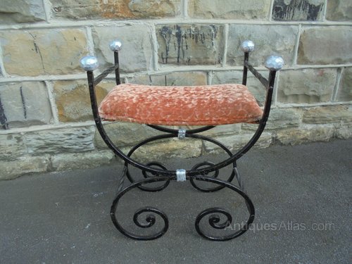 Antique Iron X Frame Stool - Antiques Atlas
