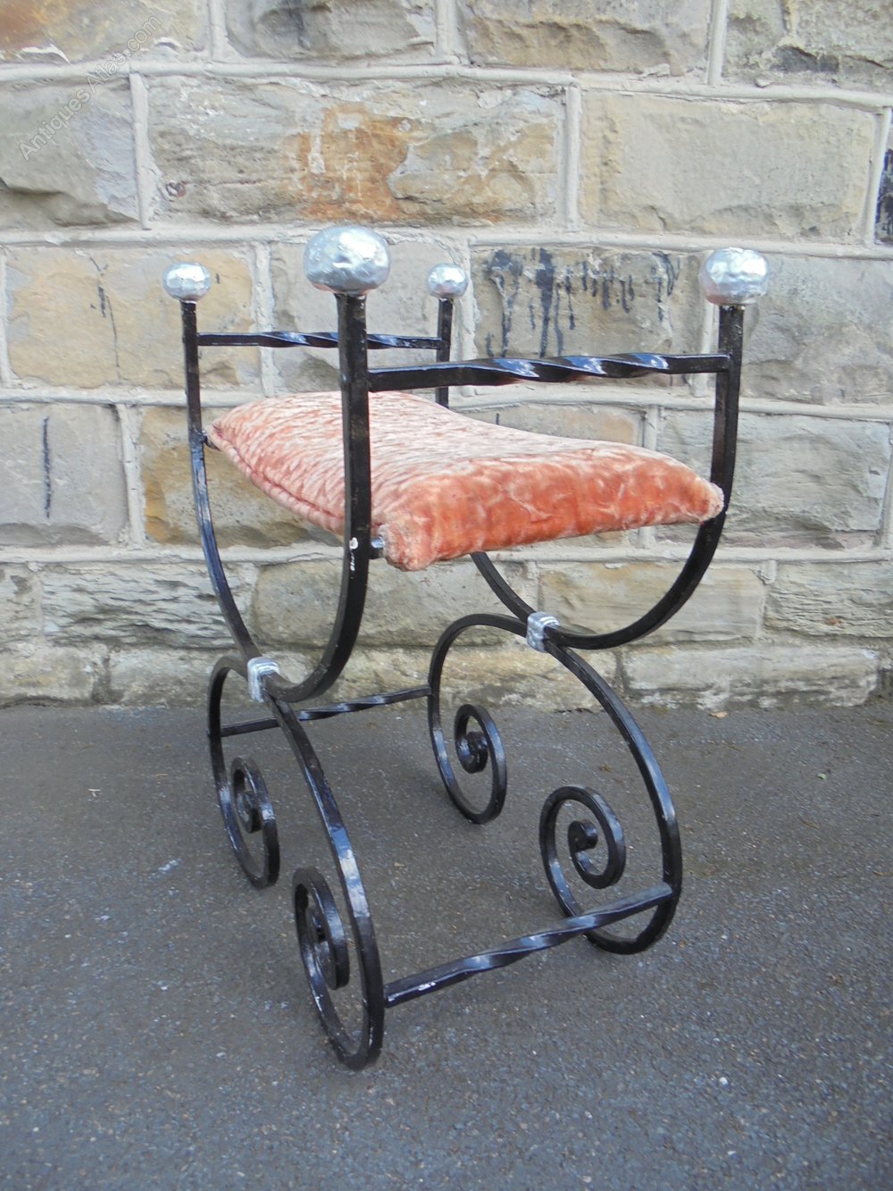 Antique Iron X Frame Stool - Antiques Atlas