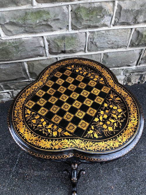 Antique Regency Lacquered Games Table - Antiques Atlas