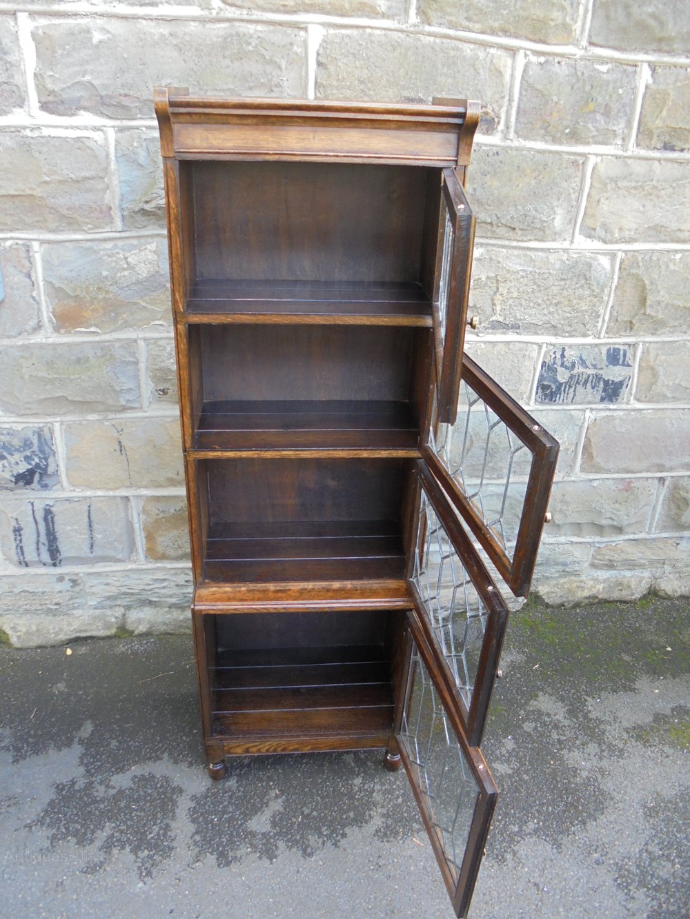 Antique Slim Oak Stacking Bookcase By Minty - Antiques Atlas