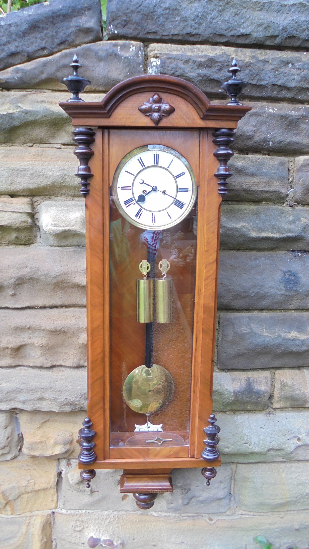 Antiques Atlas - Antique Walnut Double Weight Vienna Wall Clock