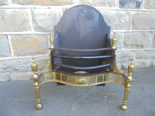 Antiques Atlas - Brass & Cast Iron Adams Style Fire Basket Grate