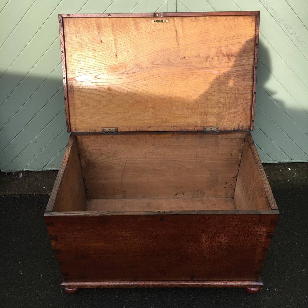 Early Antique Teak Sea Captains Chest - Antiques Atlas