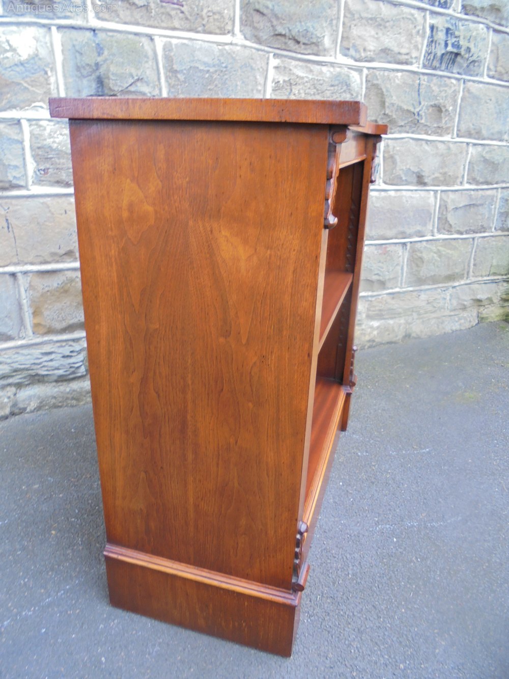 Quality Dwarf Burr Walnut Open Bookcase - Antiques Atlas