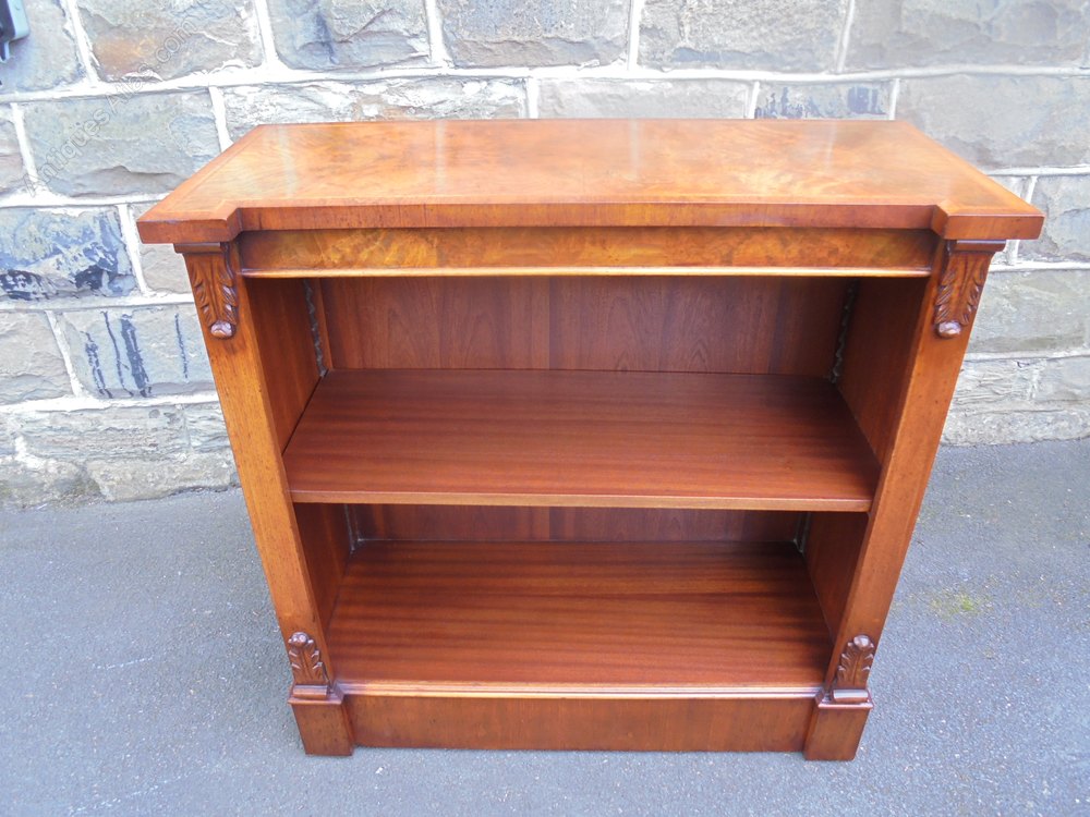 Quality Dwarf Burr Walnut Open Bookcase - Antiques Atlas