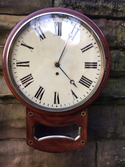 Antiques Atlas - Regency Mahogany Drop Dial Fusee Wall Clock