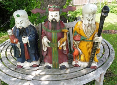 Antiques Atlas - 3 Large Chinese Hardwood Temple Statues 1930,s