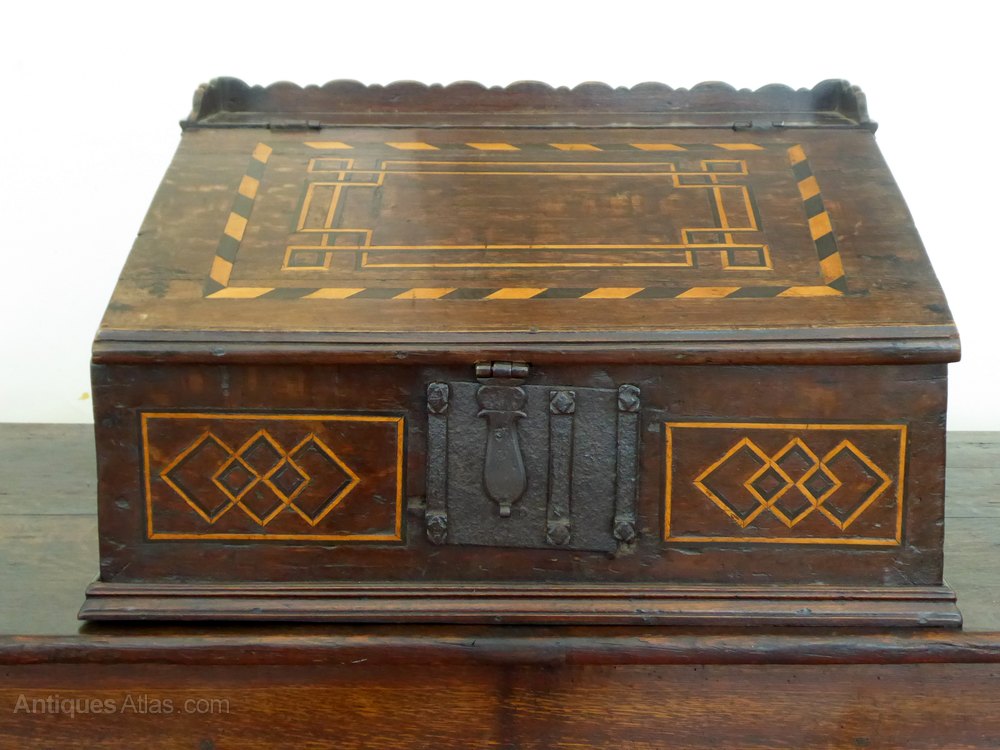 Antiques Atlas - Country Oak Heavily Inlaid Bible Box 1760