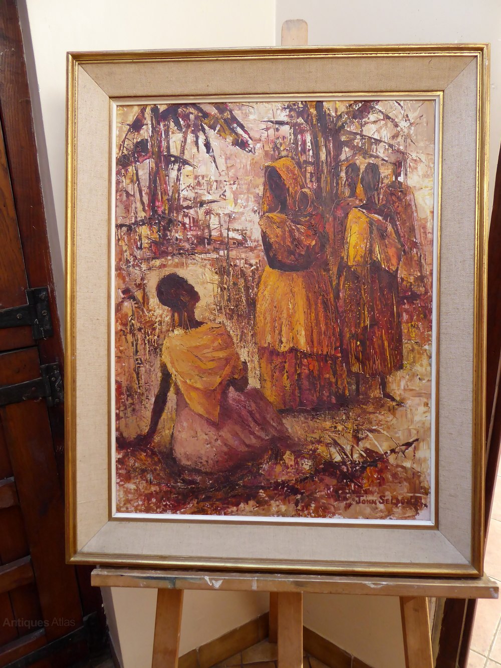 Antiques Atlas - Large Oil Tribal Women Listed Artist John Seldon