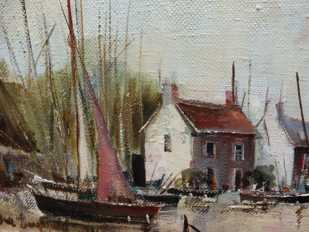 Antiques Atlas - Large Oil Dockside View Listed Artist Ira Englefield ...