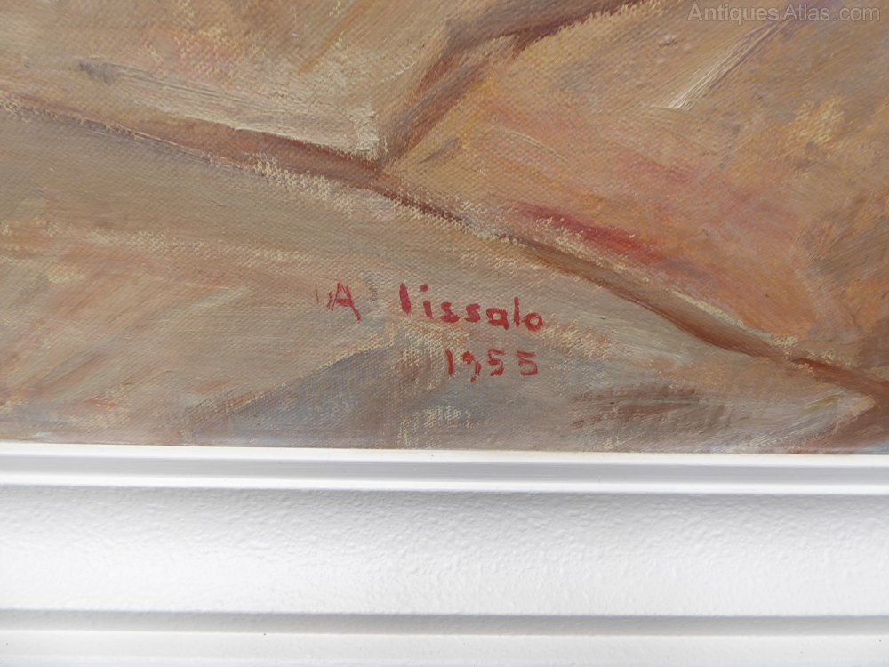 Antiques Atlas - Large Oil The Roaring Sea Artist A Lissalo 1955