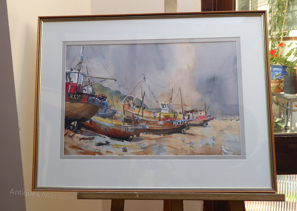 Antiques Atlas - Listed RA Artist John Bryce Wapping Group Boats