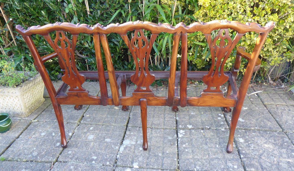 Antiques Atlas - Mahogany Chippendale Style 3 Seater Bench