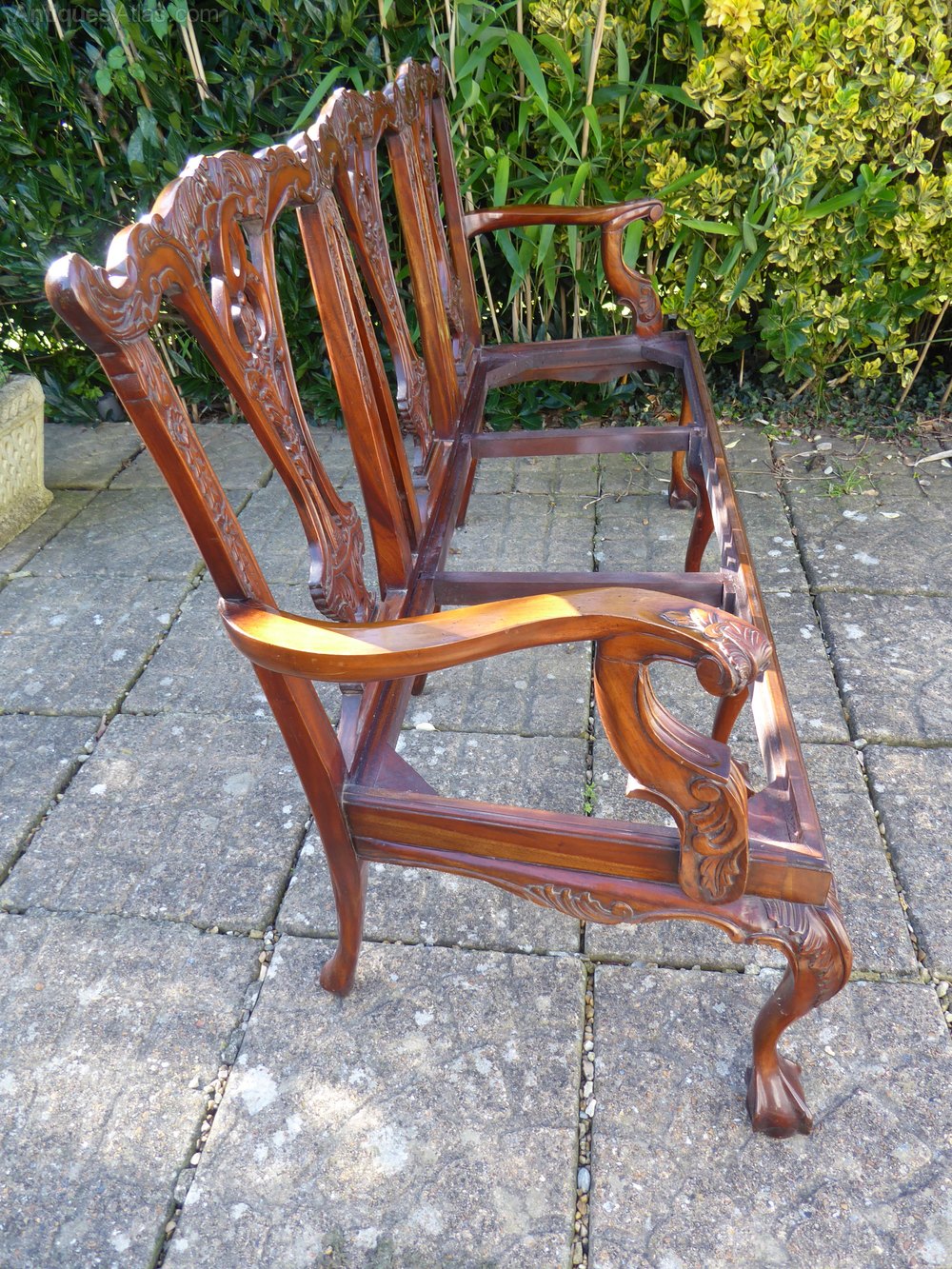 Antiques Atlas - Mahogany Chippendale Style 3 Seater Bench