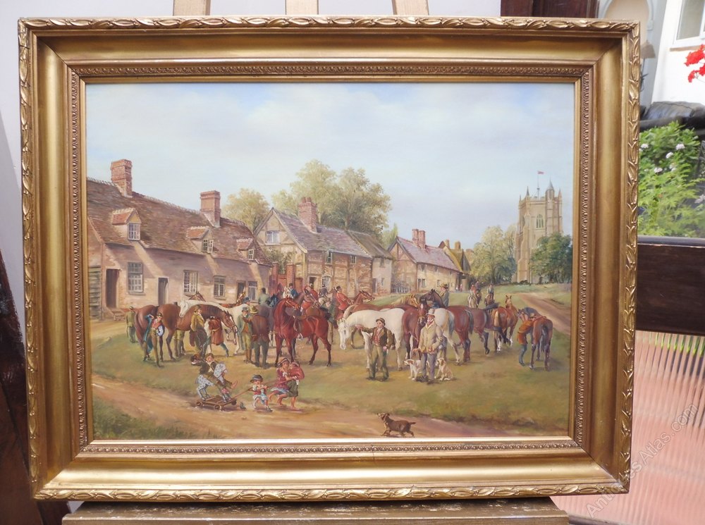 Antiques Atlas - Oil A Hunting We Do Go Artist R M Crompton 1930,s