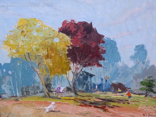 Antiques Atlas - Oil At The Park Listed Artist Walter Leslie Fenner