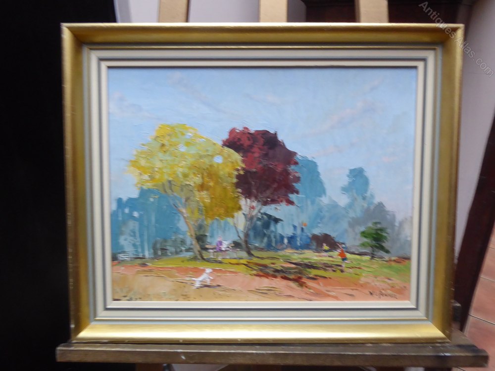 Antiques Atlas - Oil At The Park Listed Artist Walter Leslie Fenner