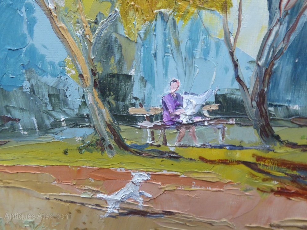 Antiques Atlas - Oil At The Park Listed Artist Walter Leslie Fenner