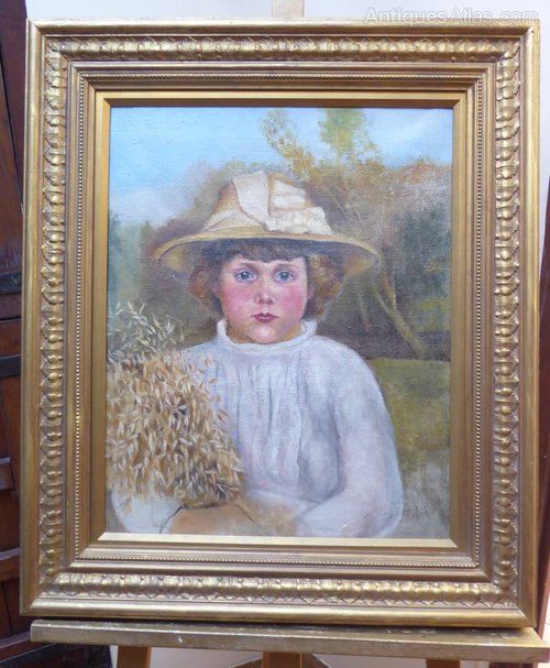 Antiques Atlas - Oil Portrait Eleanor Artist Harriet Howard 1884