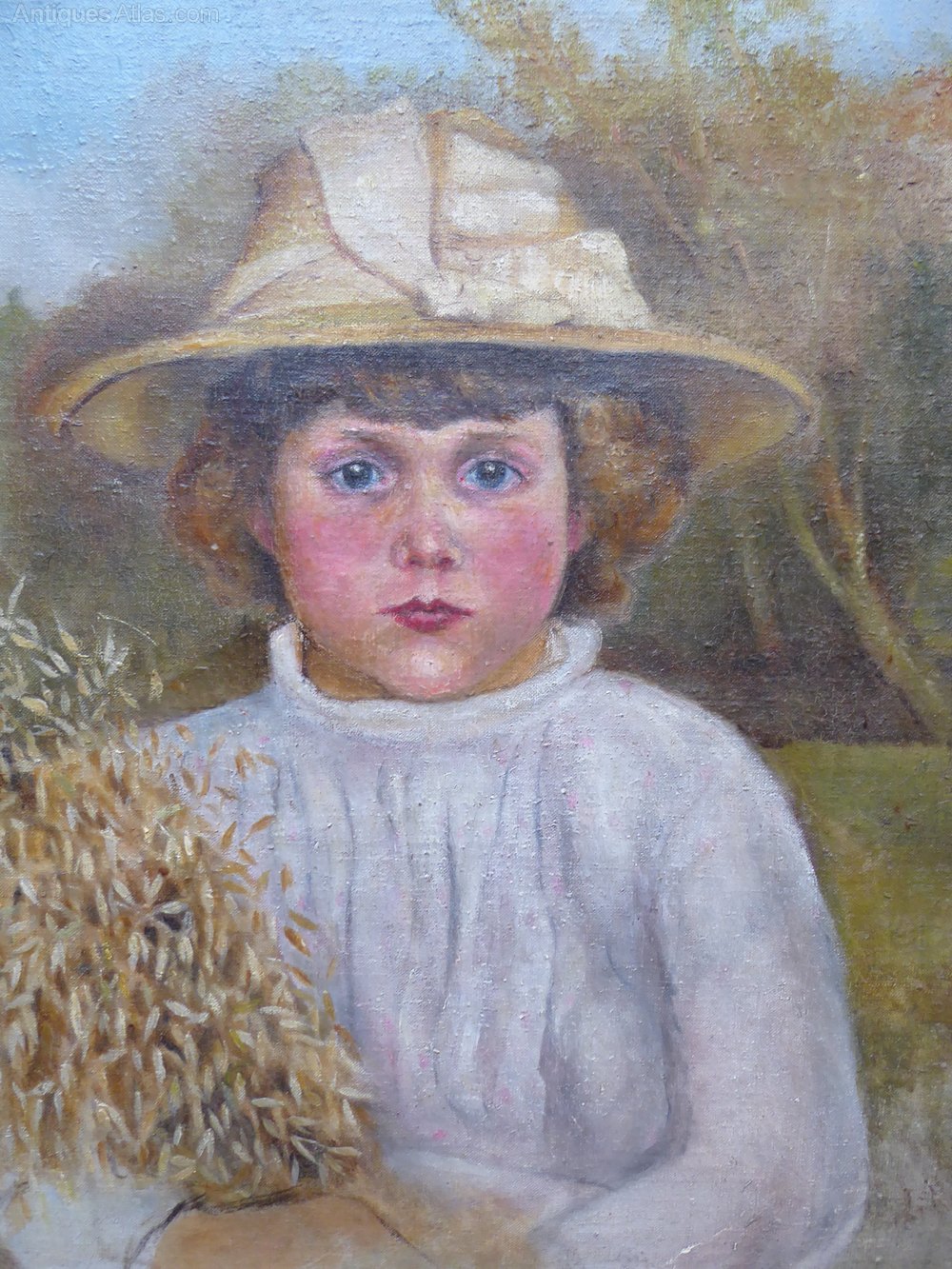Antiques Atlas - Oil Portrait Eleanor Artist Harriet Howard 1884