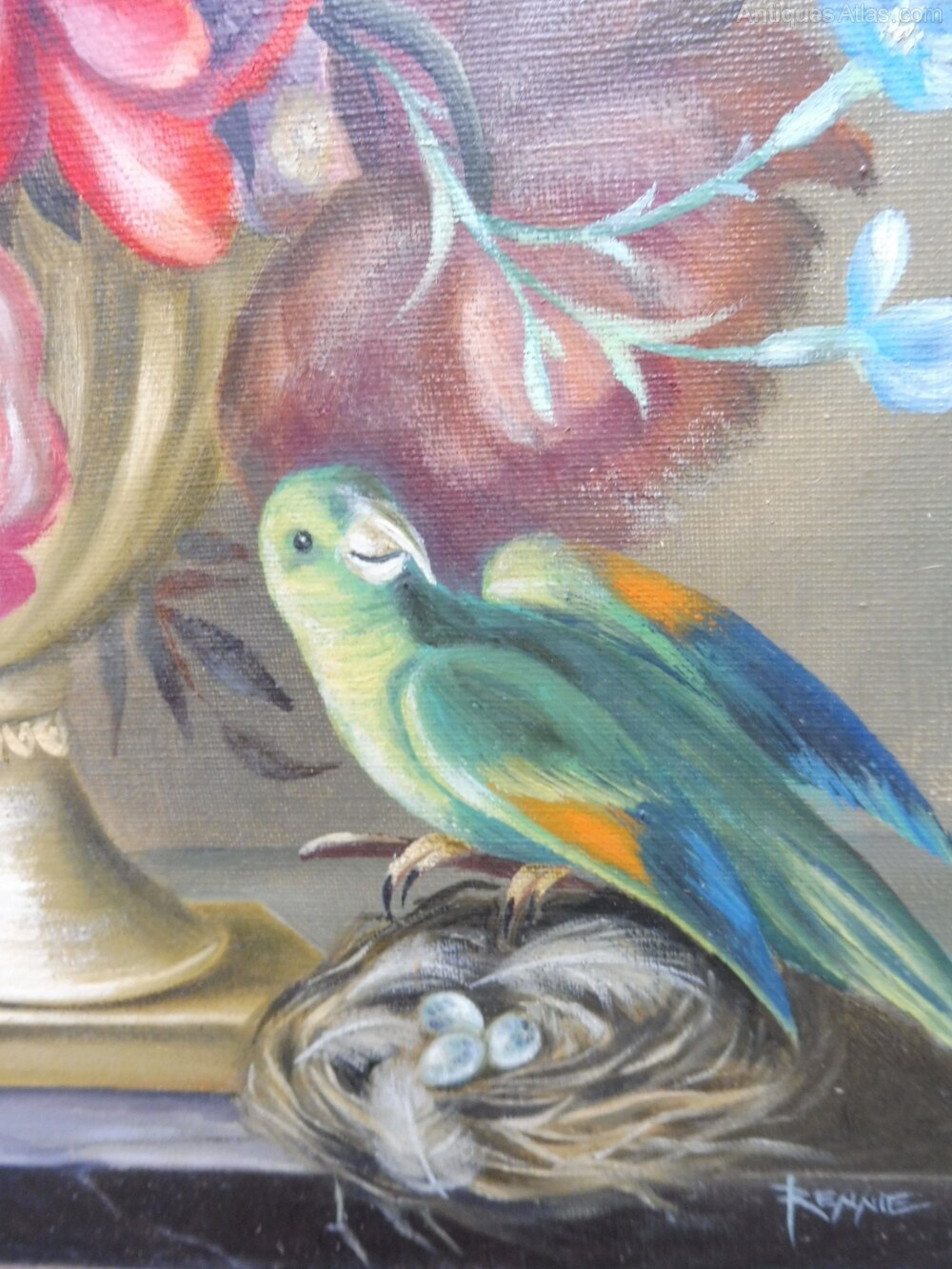 Antiques Atlas - Oil Still Life And Parrot Listed Artist George Rennie ...