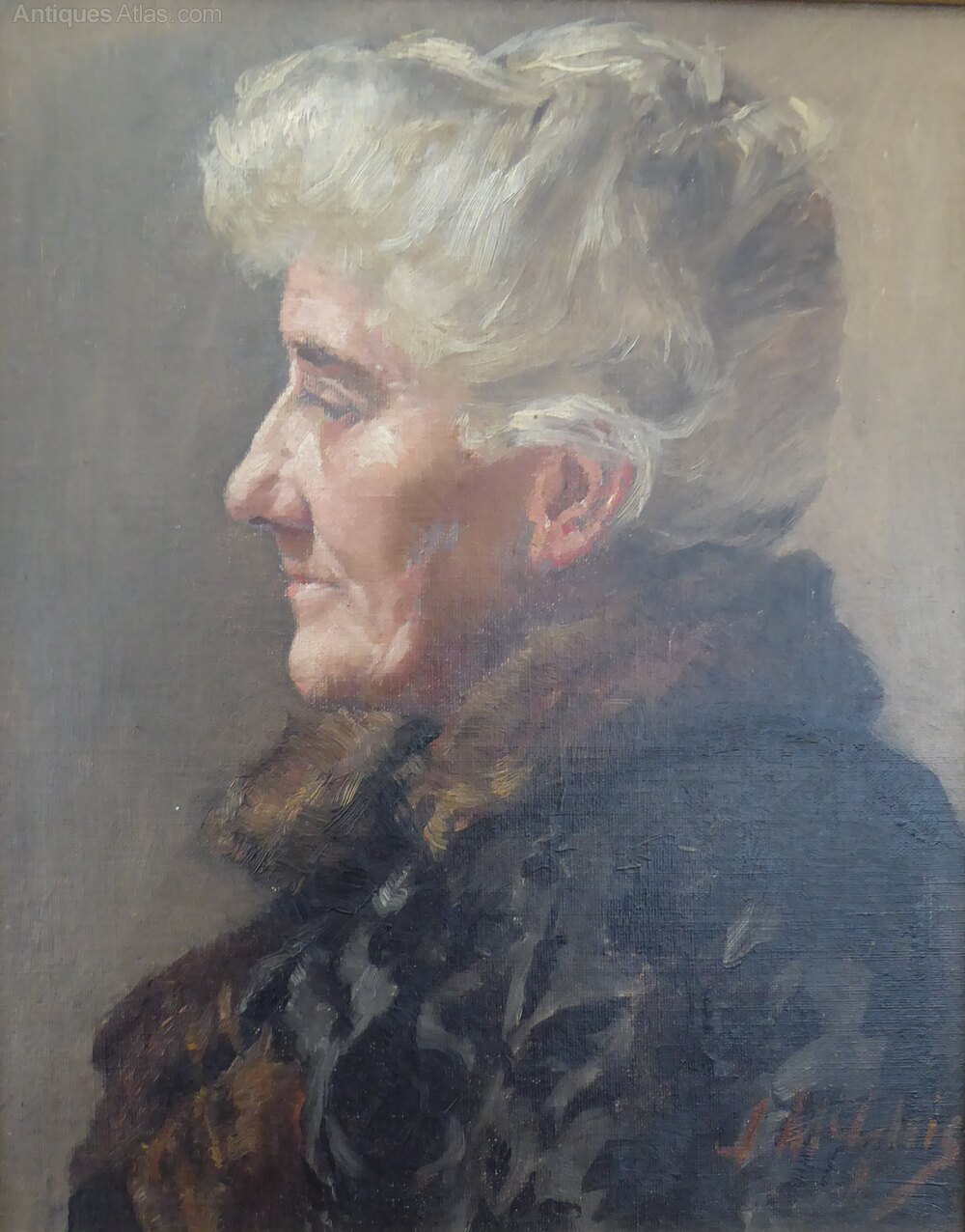 Antiques Atlas - Oil Portrait Lady In Black Artist J Mcglais