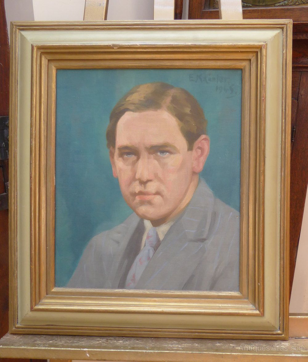 Antiques Atlas - Portrait Listed Artist Edward Kenneth Centre 1945