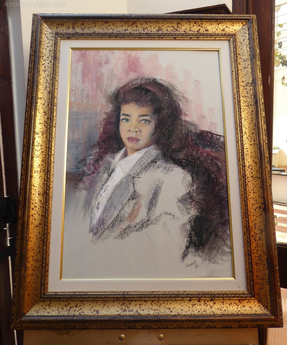 Antiques Atlas - Portrait Of Lucia Colombian Artist Grumelli Guido