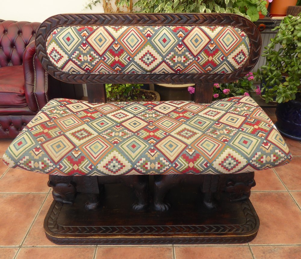 African Tribal Bench 1930,s Aztec Materiel as299a4135 / 793 - Antiques ...