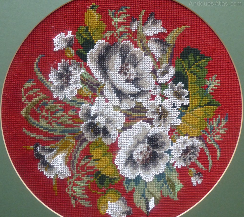 Antiques Atlas - Victorian Beadwork Wild Roses 1860-1880