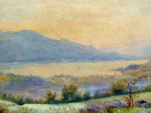 Antiques Atlas - Watercolour Les Bains Artist Ellen M Hurt 1913