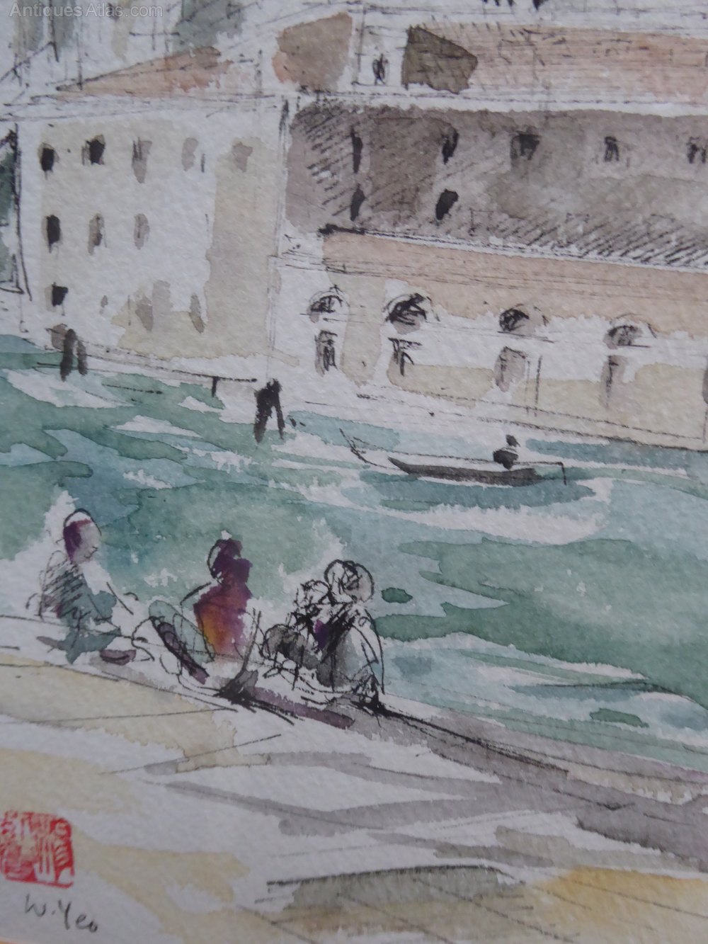 Antiques Atlas - Watercolour And Ink Venice Listed Artist Wendy Yeo